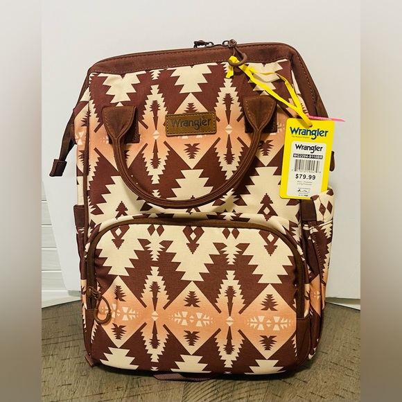 Wrangler | Bags | Nwt Wrangler Brown Aztec Backpack Or Diaper Bag ...